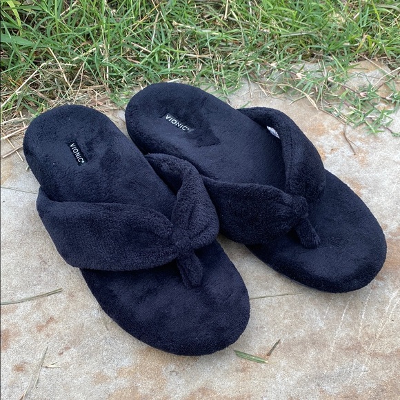 Vionic | Shoes | Vionic Lydia Terry Fuzzy Thong Slippers Sandals Flip ...
